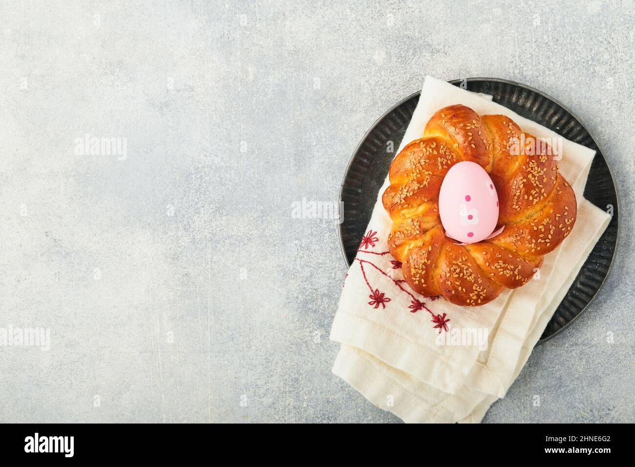 Spanish Easter cake. Traditional mona de pascua typical in Spain with ...