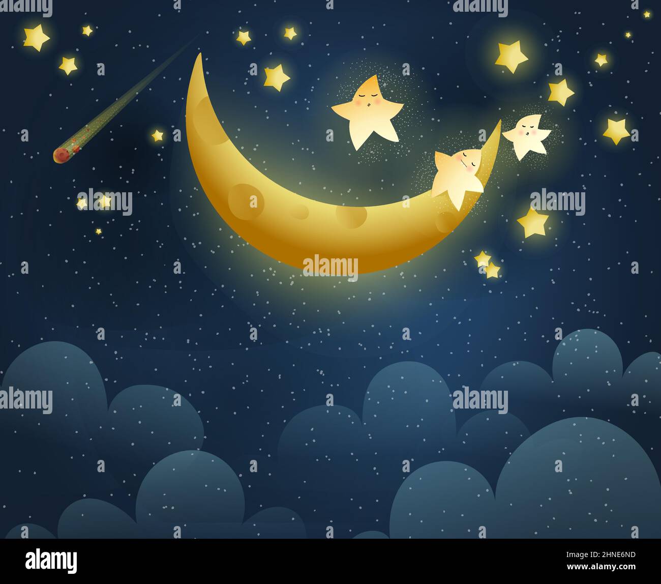 Moon stars clouds Stock Vector Images - Alamy