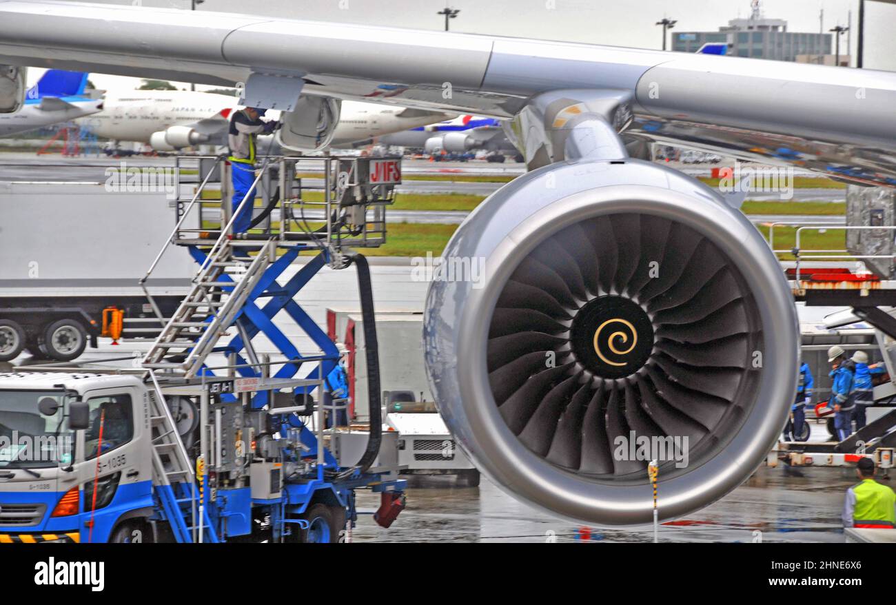 refueling Airbus A380 , Narita airport, Japan Stock Photo - Alamy