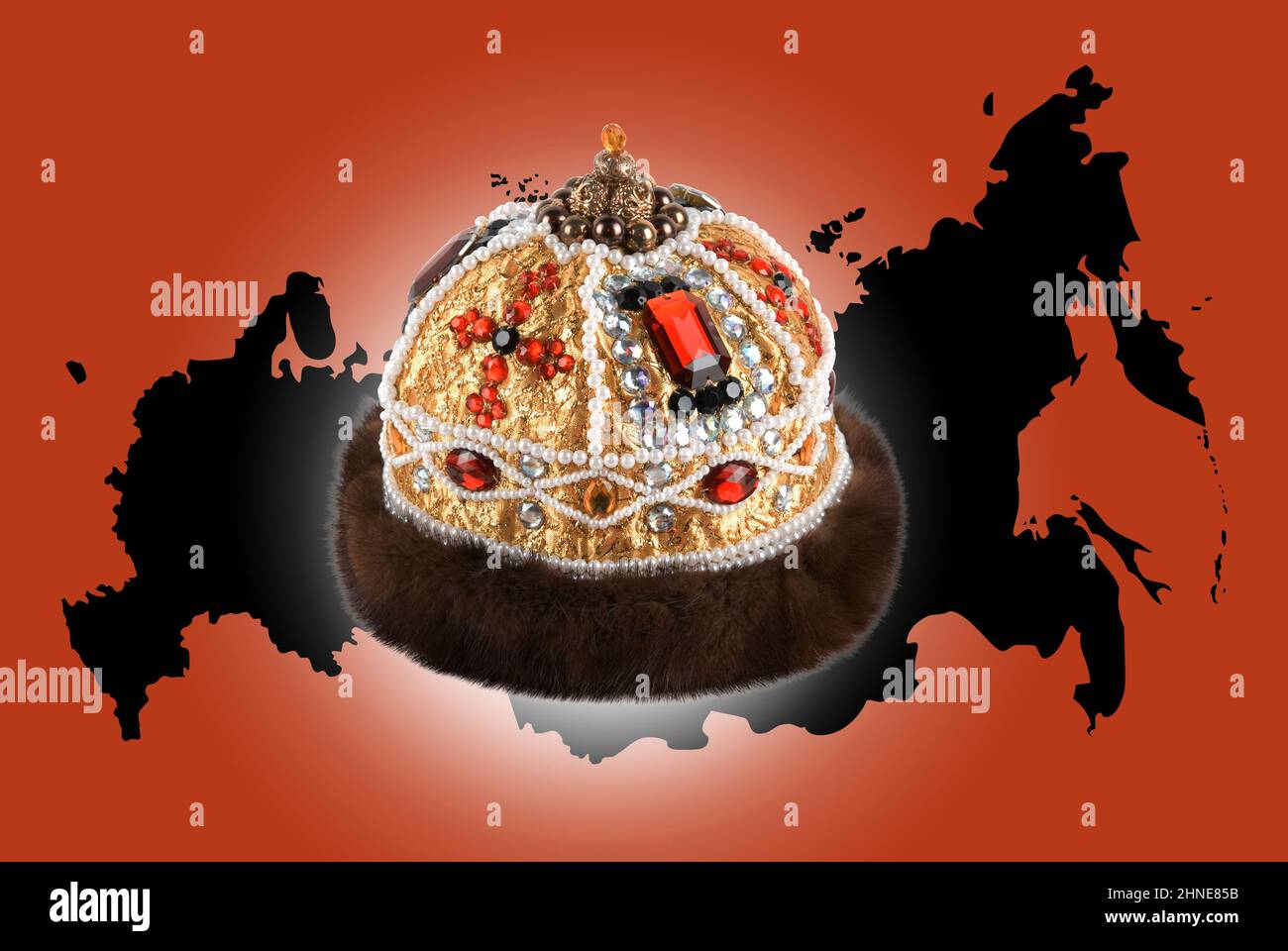 Gold crown over russian map background. Russian monarchy concept Stock ...