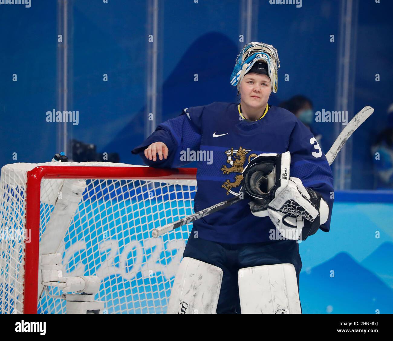 Beijing, Hebei, China. 16th Feb, 2022. Team Finland goalkeeper Anni ...