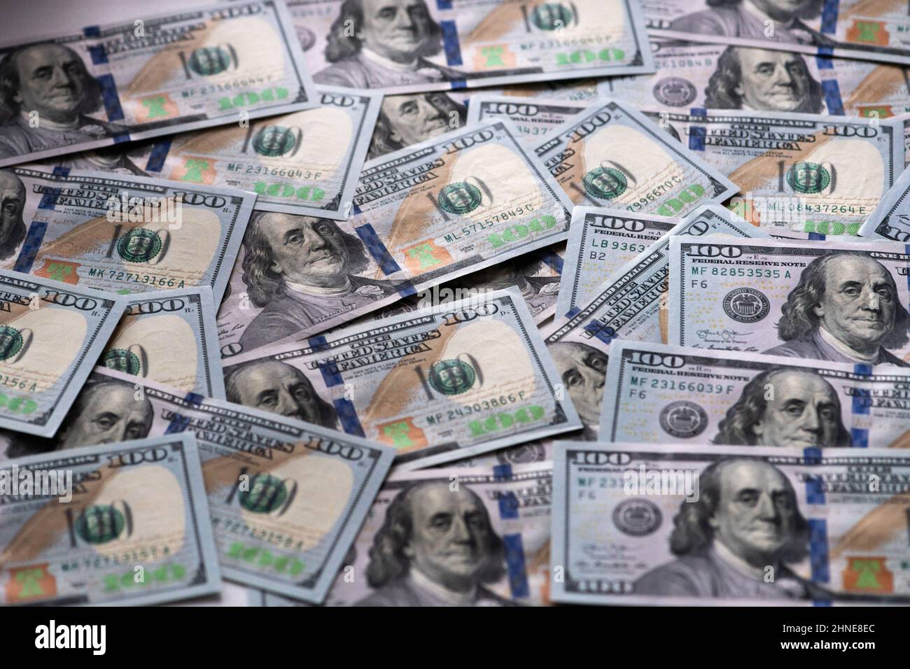 Many banknotes of the United States of America background Stock Photo ...