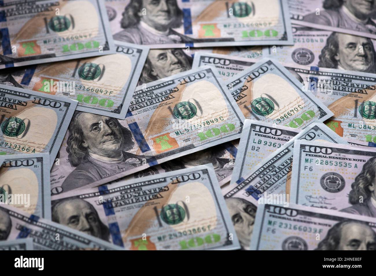 Many banknotes of the United States of America background Stock Photo ...