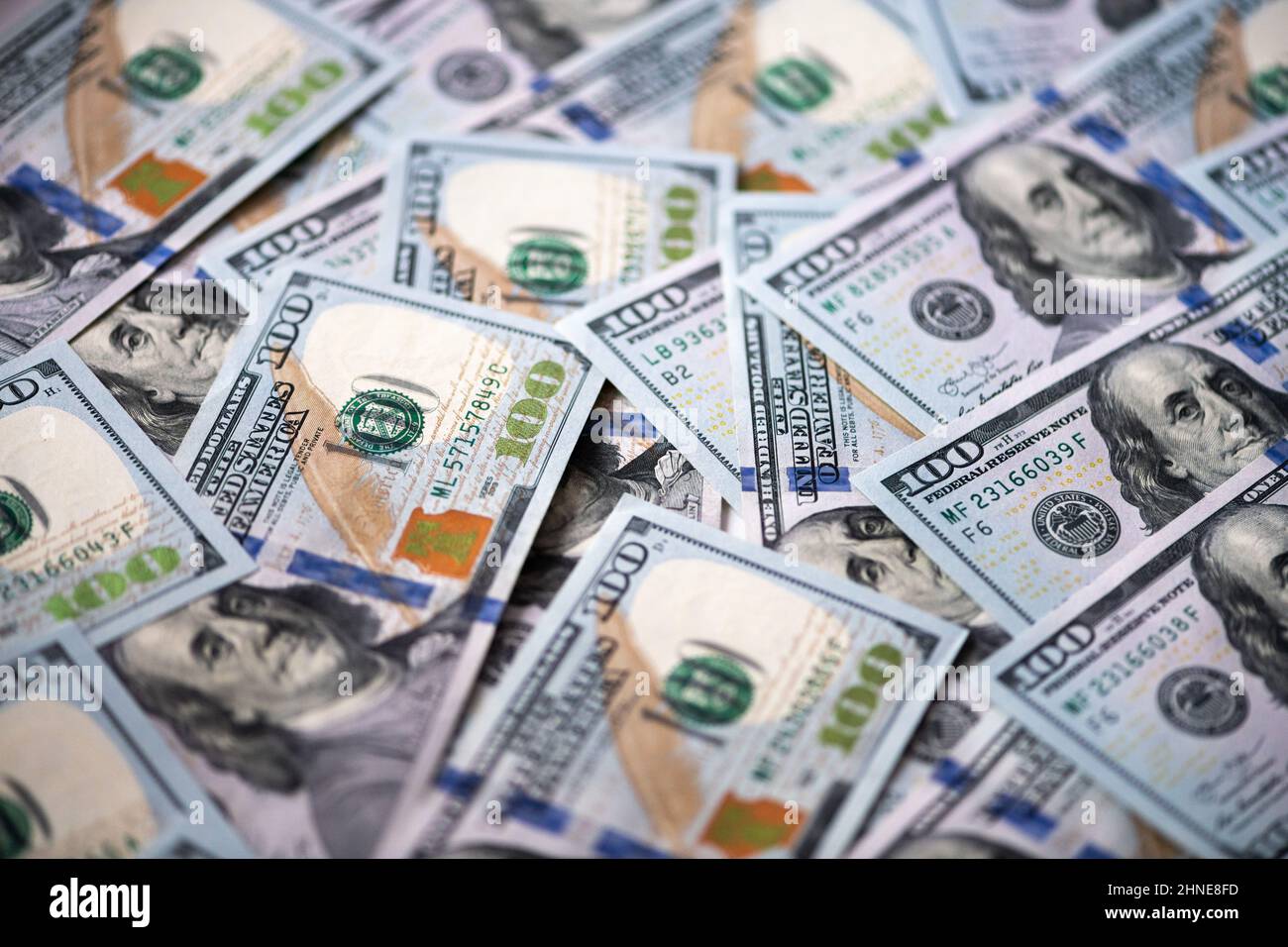 Many banknotes of the United States of America background Stock Photo ...