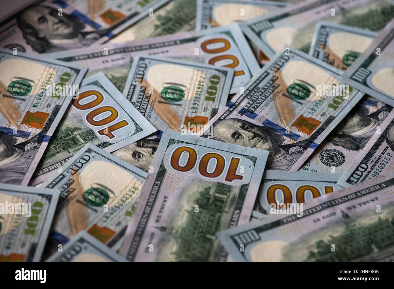 Many banknotes of the United States of America background Stock Photo ...