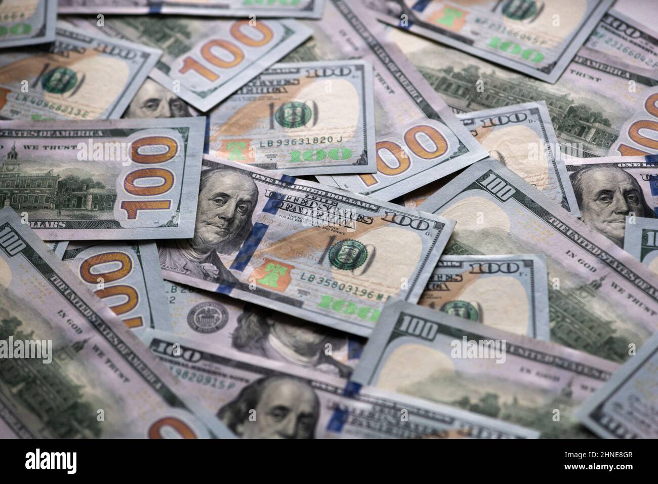 Many banknotes of the United States of America background Stock Photo ...
