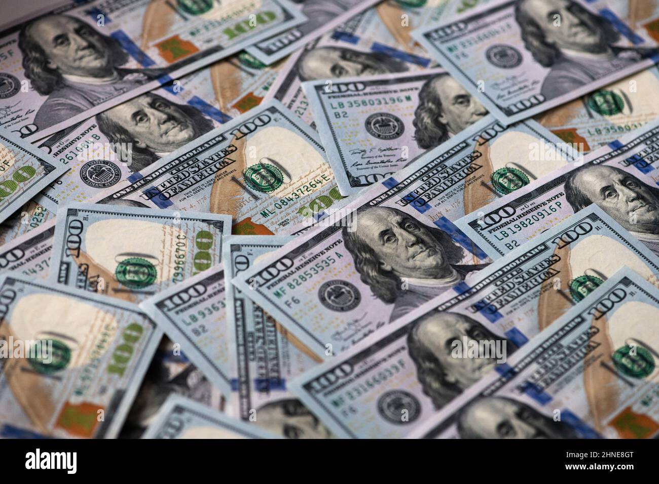 Many banknotes of the United States of America background Stock Photo ...