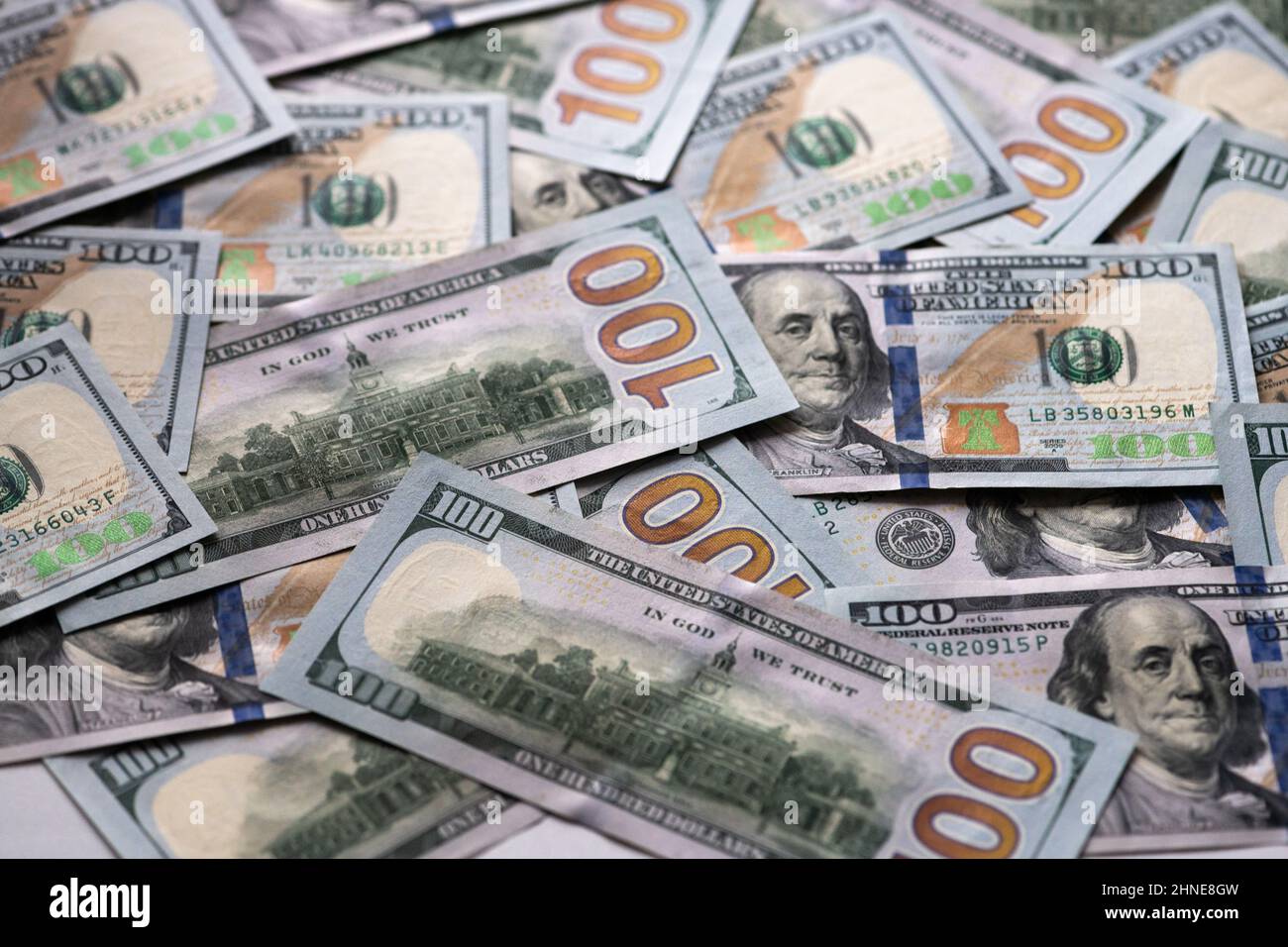 Many banknotes of the United States of America background Stock Photo ...
