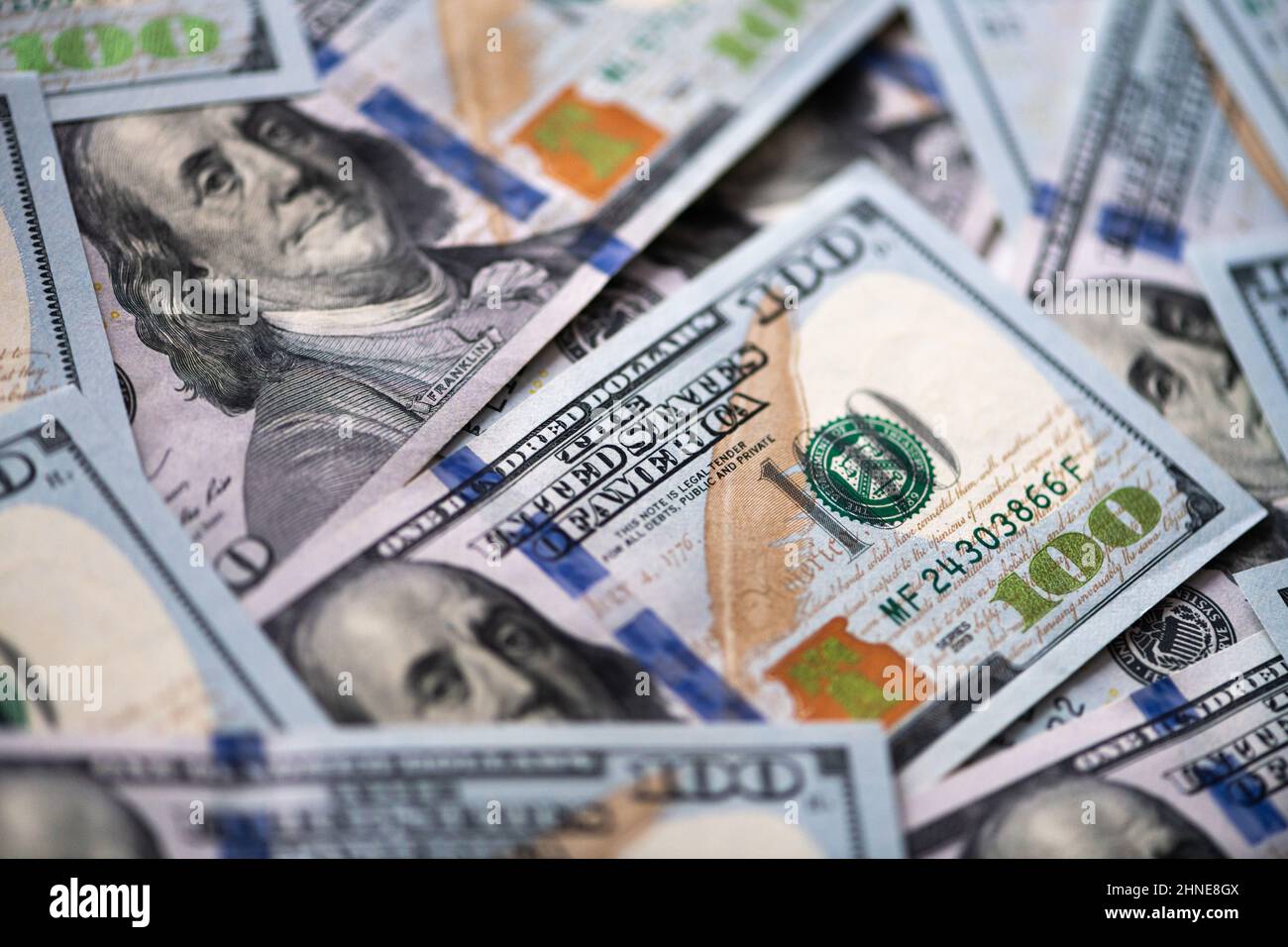 Many banknotes of the United States of America background Stock Photo ...