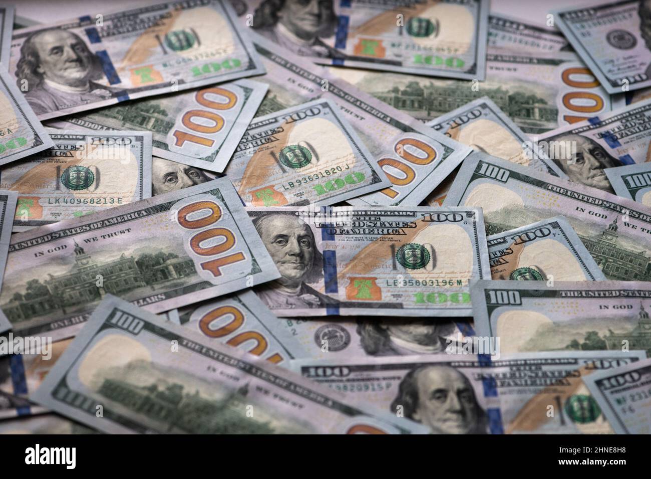 Many banknotes of the United States of America background Stock Photo ...
