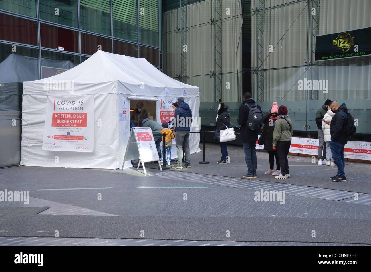 COVID-19 test tent at Sony Center, Potsdamer Platz, Berlin, Germany ...