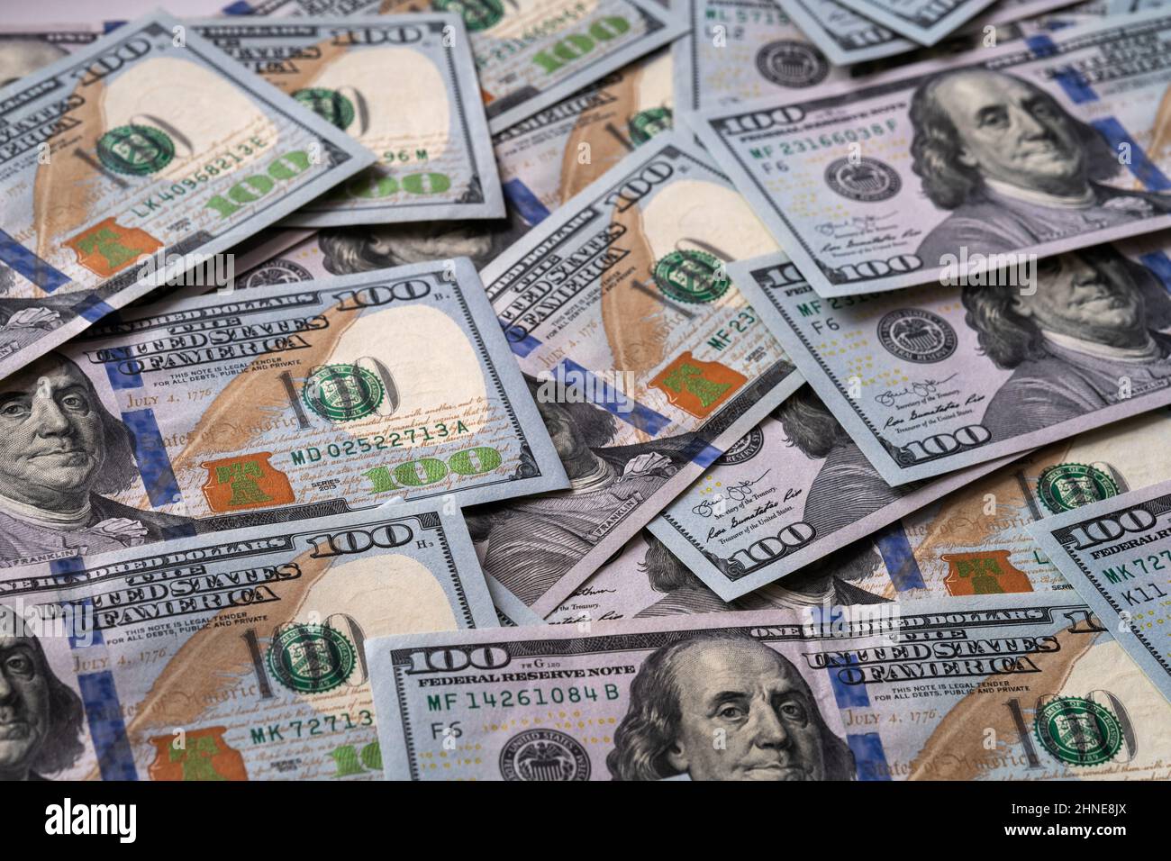 Many banknotes of the United States of America background Stock Photo ...