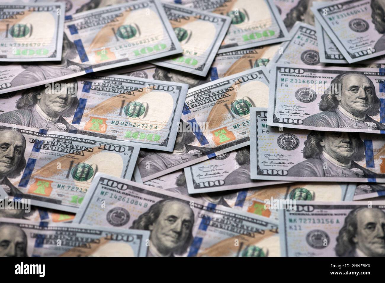 Many banknotes of the United States of America background Stock Photo ...