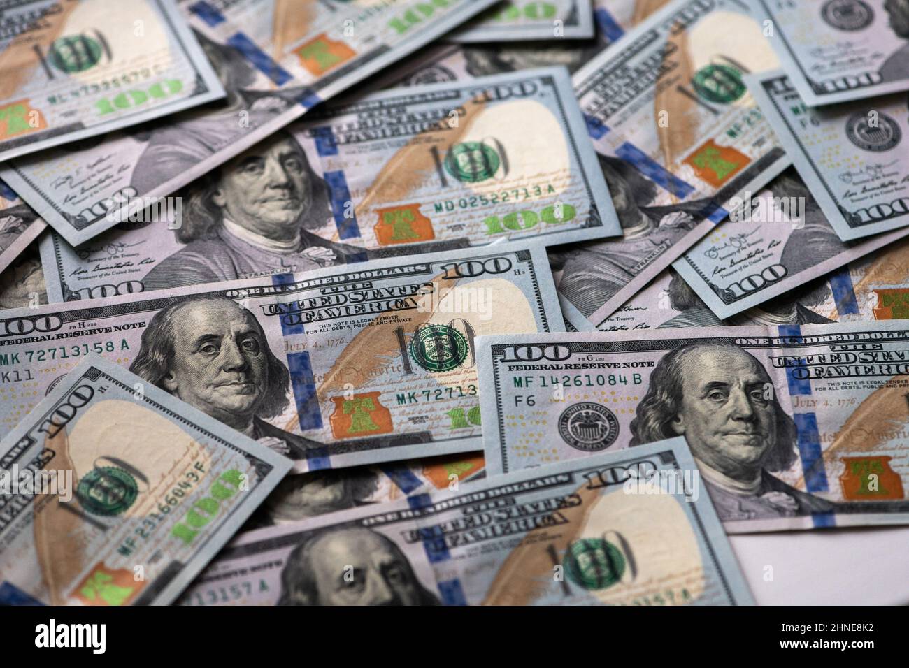 Many banknotes of the United States of America background Stock Photo ...