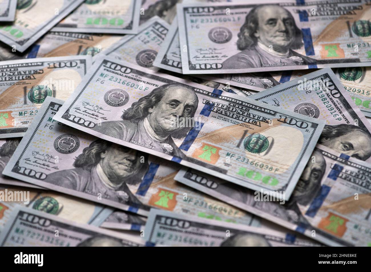 Many banknotes of the United States of America background Stock Photo ...