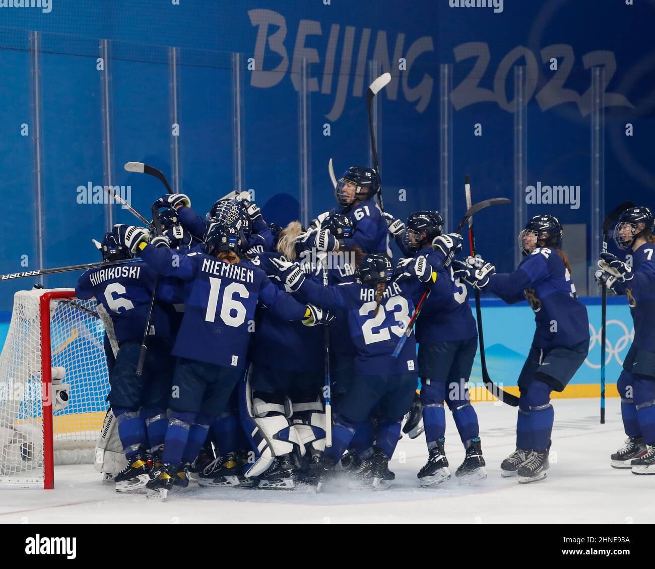 Beijing, Hebei, China. 16th Feb, 2022. Finland celebrates beating ...