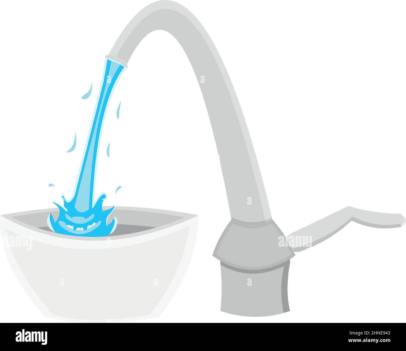 Vector illustration of a faucet with running water Stock Vector Image ...
