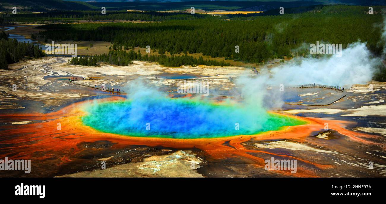 Grand Prismatic Pool at Yellowstone National Park Colors Stock Photo ...