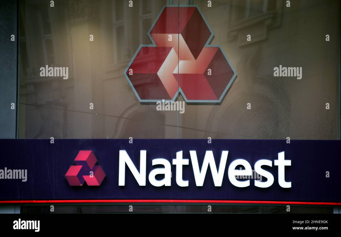 Exterior sign for a Natwest Bank in Manchester, Greater Manchester ...
