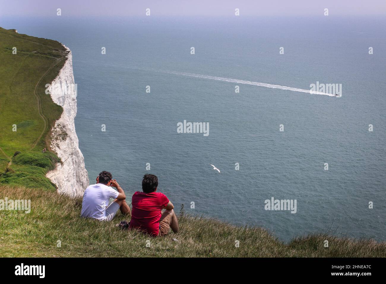 English channel, Dover Strait from cliff top Stock Photo - Alamy
