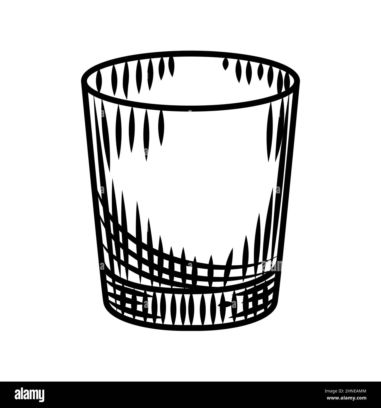 Doodle vodka shot isolated on white background. Empty shot glass of ...