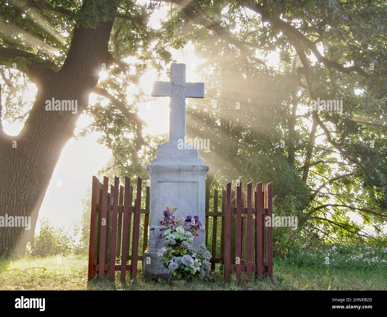 Wayside cross in the fog hi-res stock photography and images - Alamy
