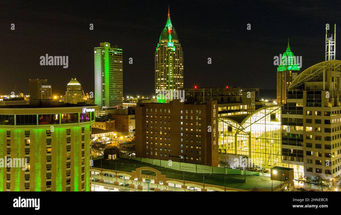 Mobile, Alabama skyline at night Stock Photo - Alamy