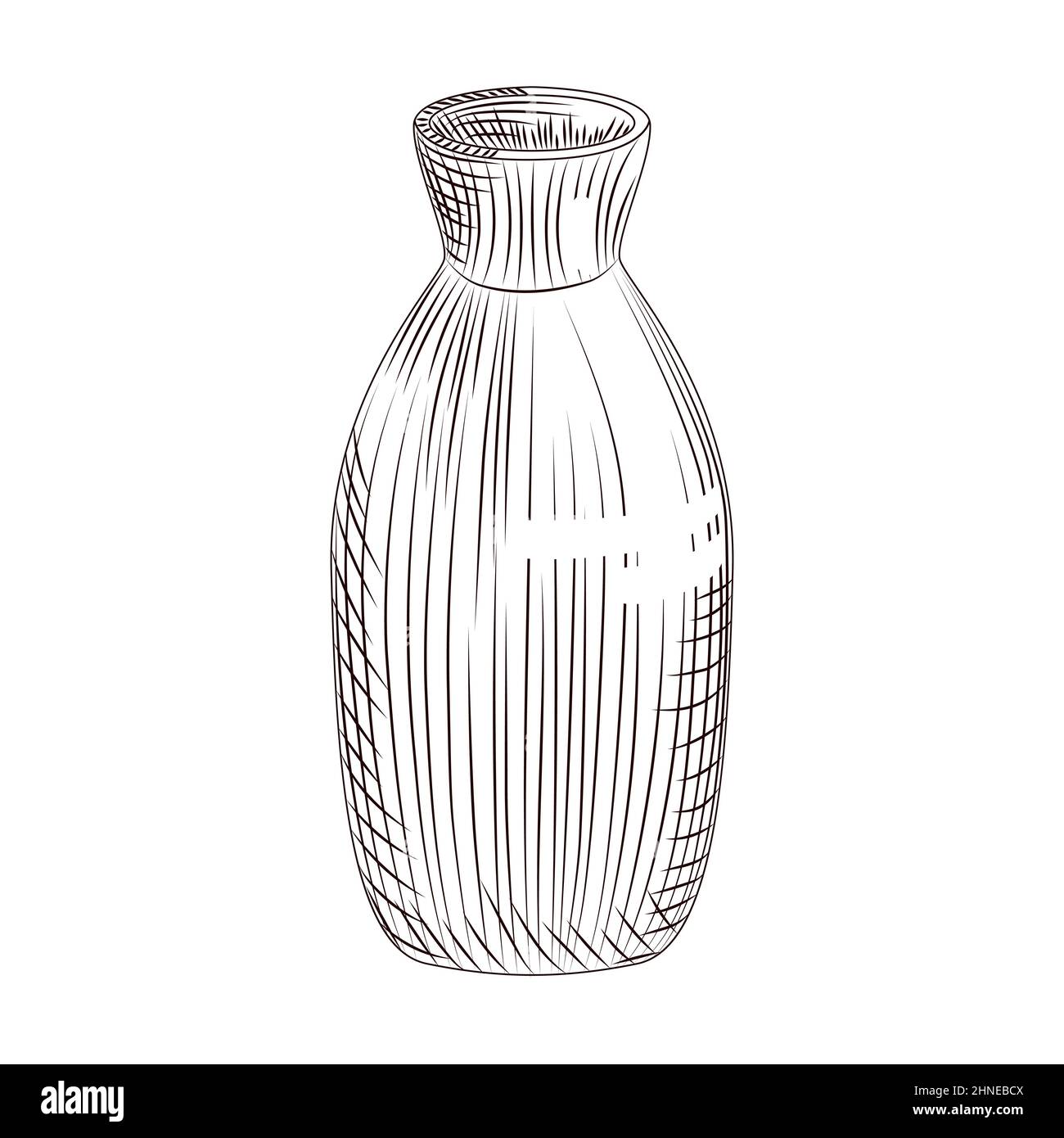 Japanese sake isolated on white background. Ceramic bottle sake hand ...