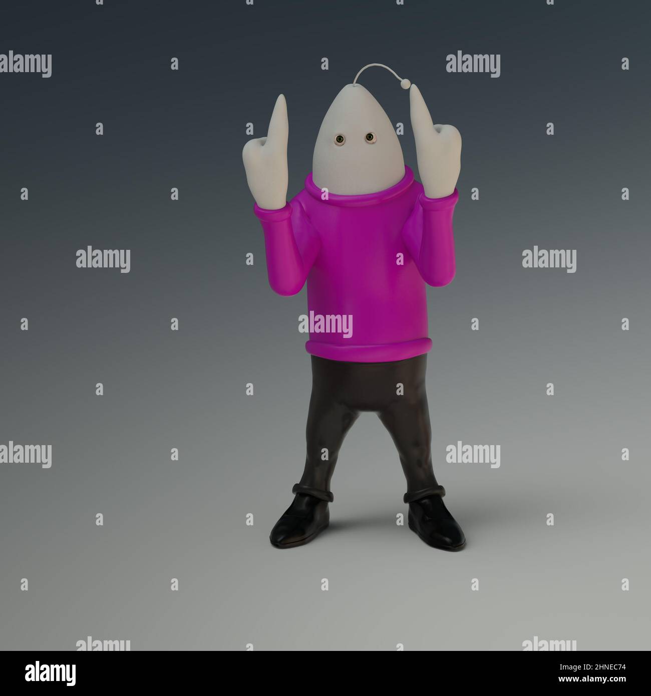 3d-illustration of a funny isolated scifi fish alien with turtleneck ...