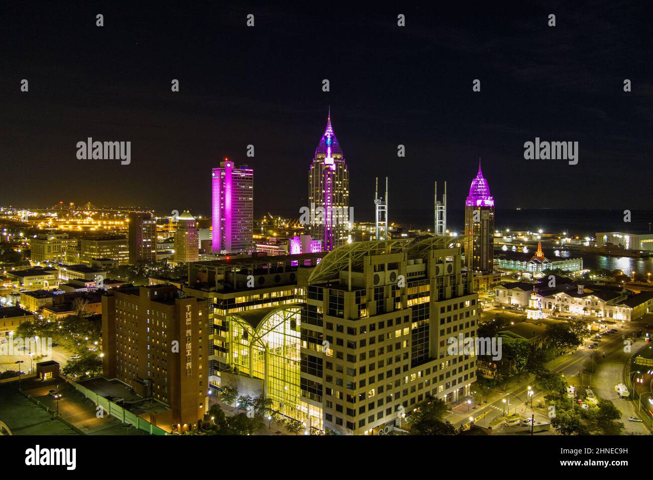 Mobile, Alabama skyline at night Stock Photo - Alamy