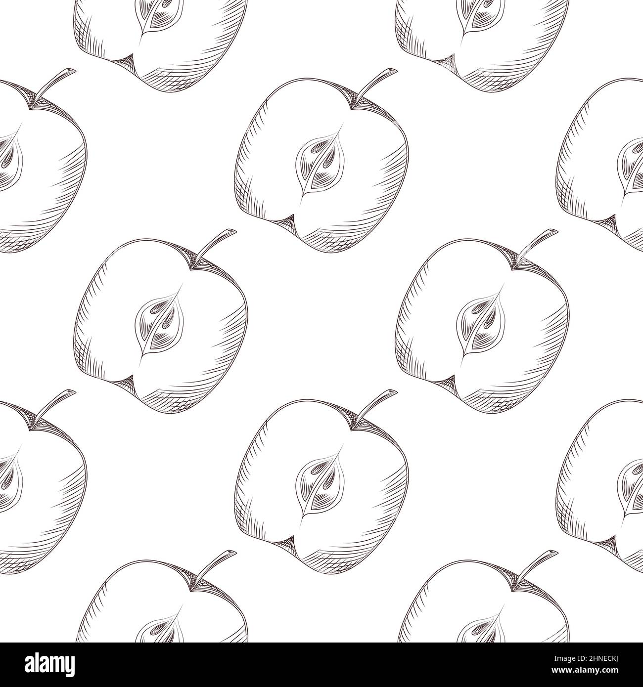 Hand Drawn Apple Slice Seamless Pattern Apple Fruit Wallpaper