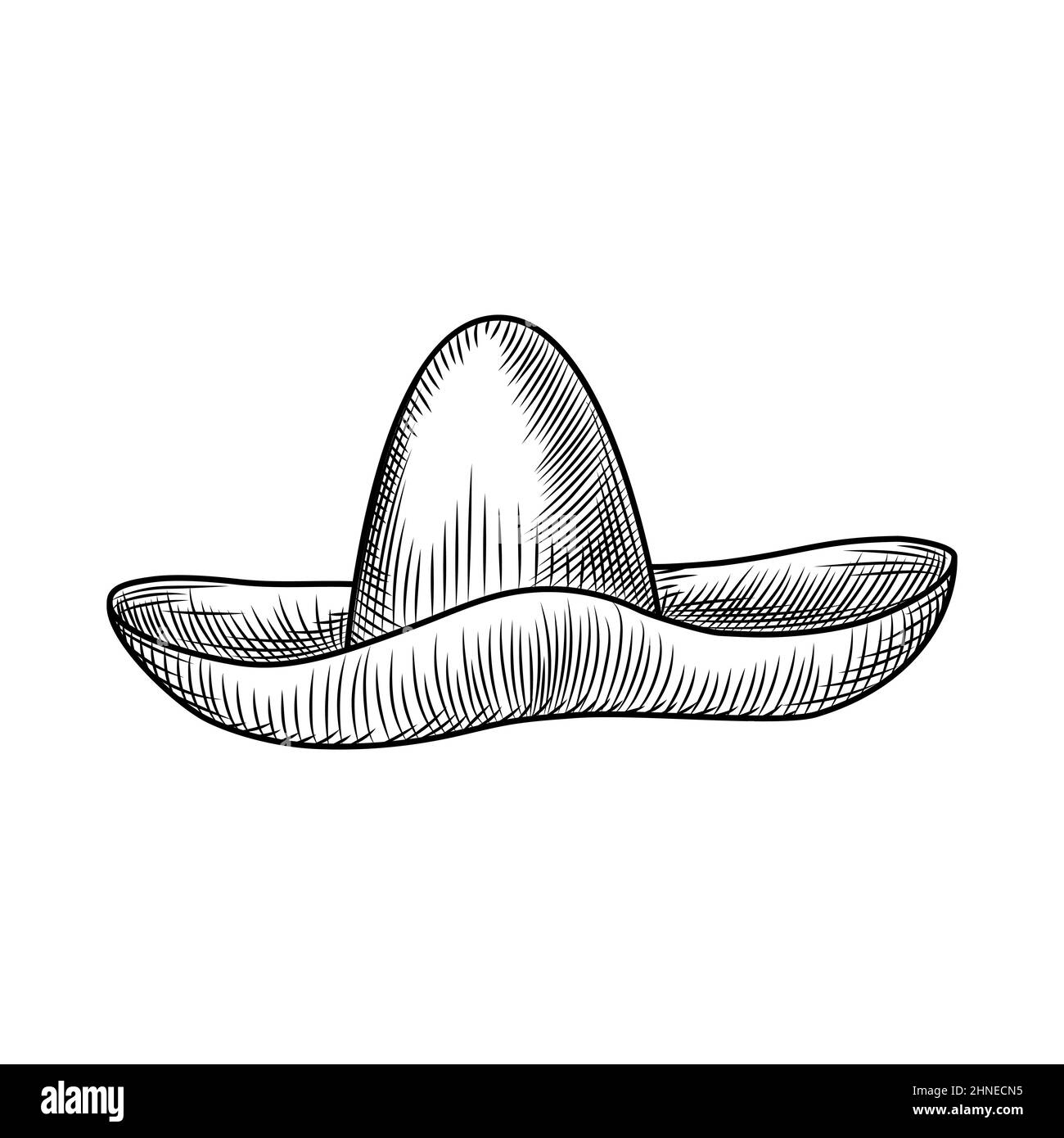 Hand drawn sombrero hat isolated on white background. Vintage engraved ...