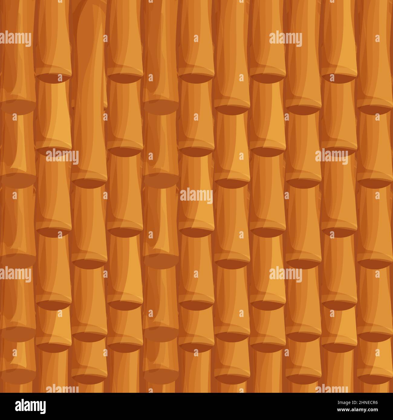 Brown bamboo background in cartoon style. Wall, roof from sticks ...