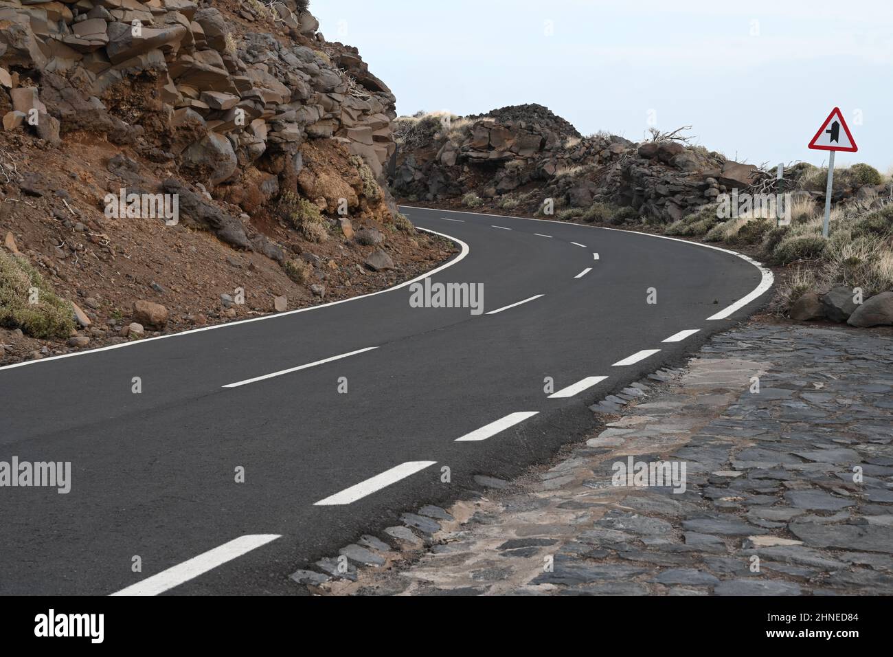 The road going through Las Cañadas del Teide National Park, Tenerife ...