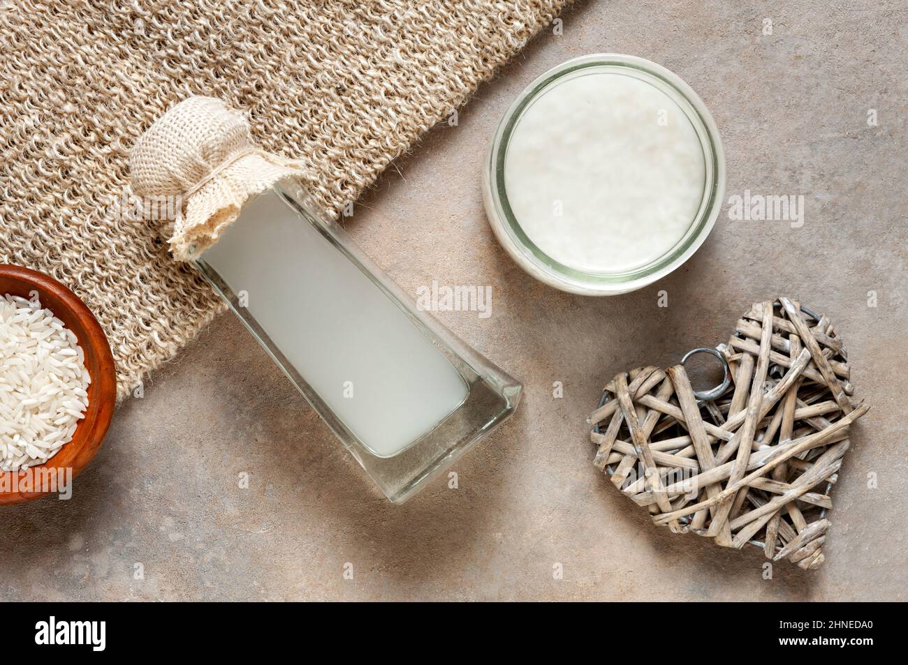 Fermented rice water and various ingredients and components for ...