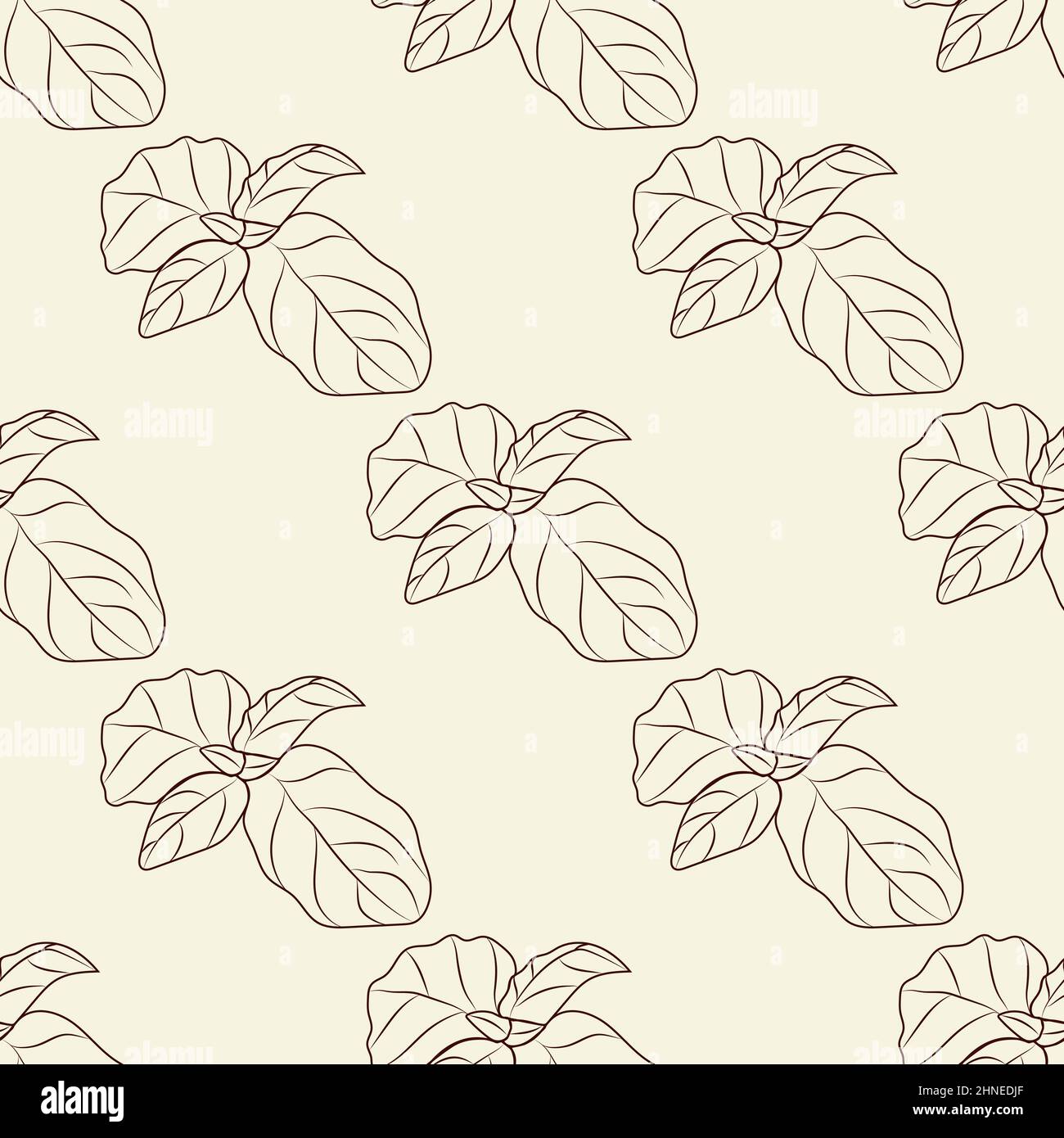 Basil sketch seamless pattern. Monochrome food ingredient wallpaper ...