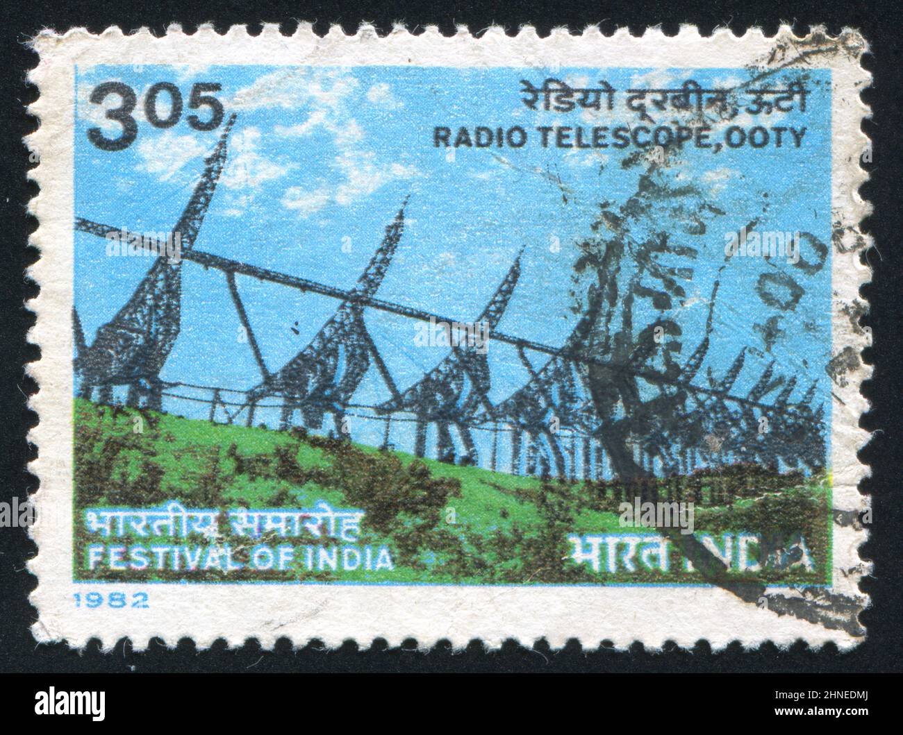 INDIA - CIRCA 1982: stamp printed by India, shows Radio Telescope ...