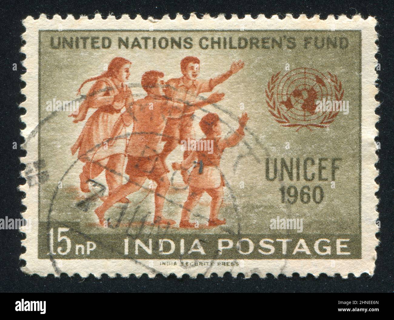 INDIA - CIRCA 1960: stamp printed by India, shows children and globe ... INDIA - CIRCA 1960: stamp printed by India, shows children and globe ...
