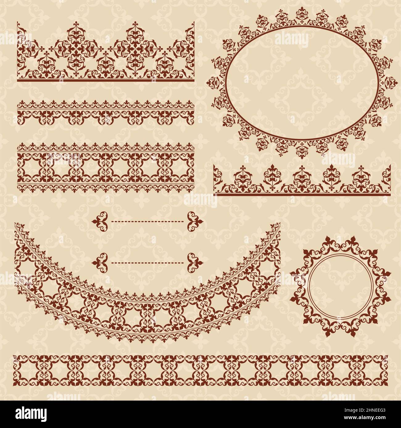 brown arabic ornamental elements - vector set. Eps 8 Stock Vector Image ...