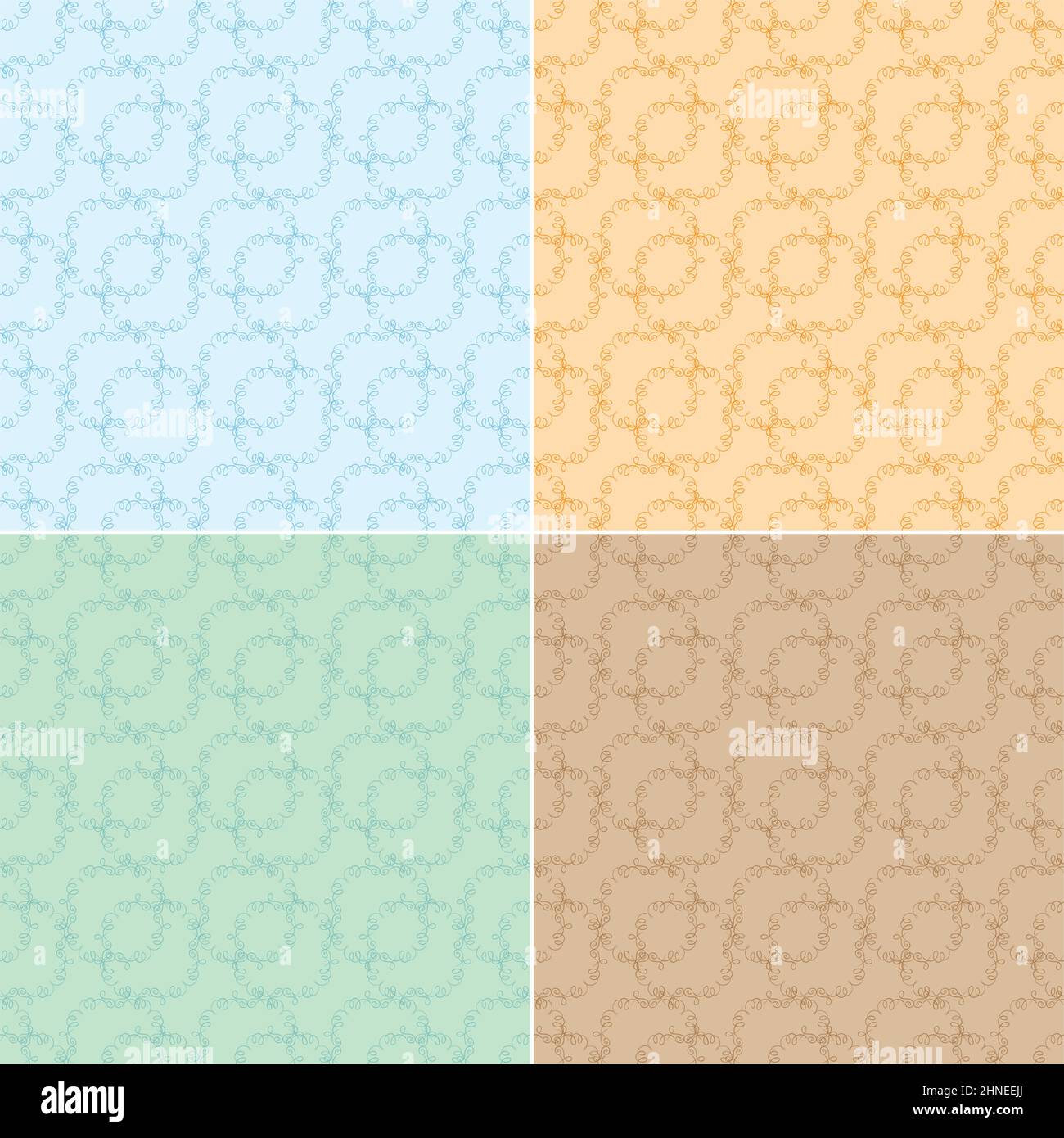 light seamless textures with curly elements - vector set Stock Vector ...