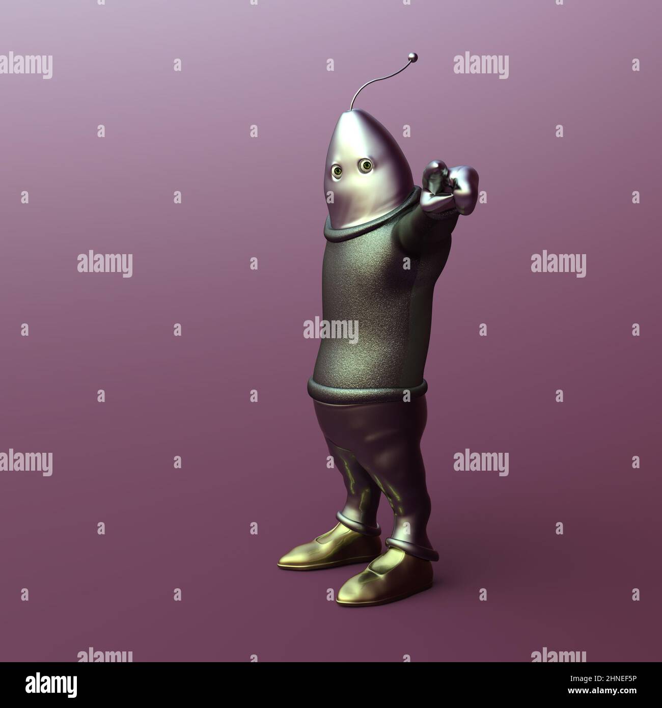 3d-illustration of a funny isolated scifi fish alien with turtleneck ...