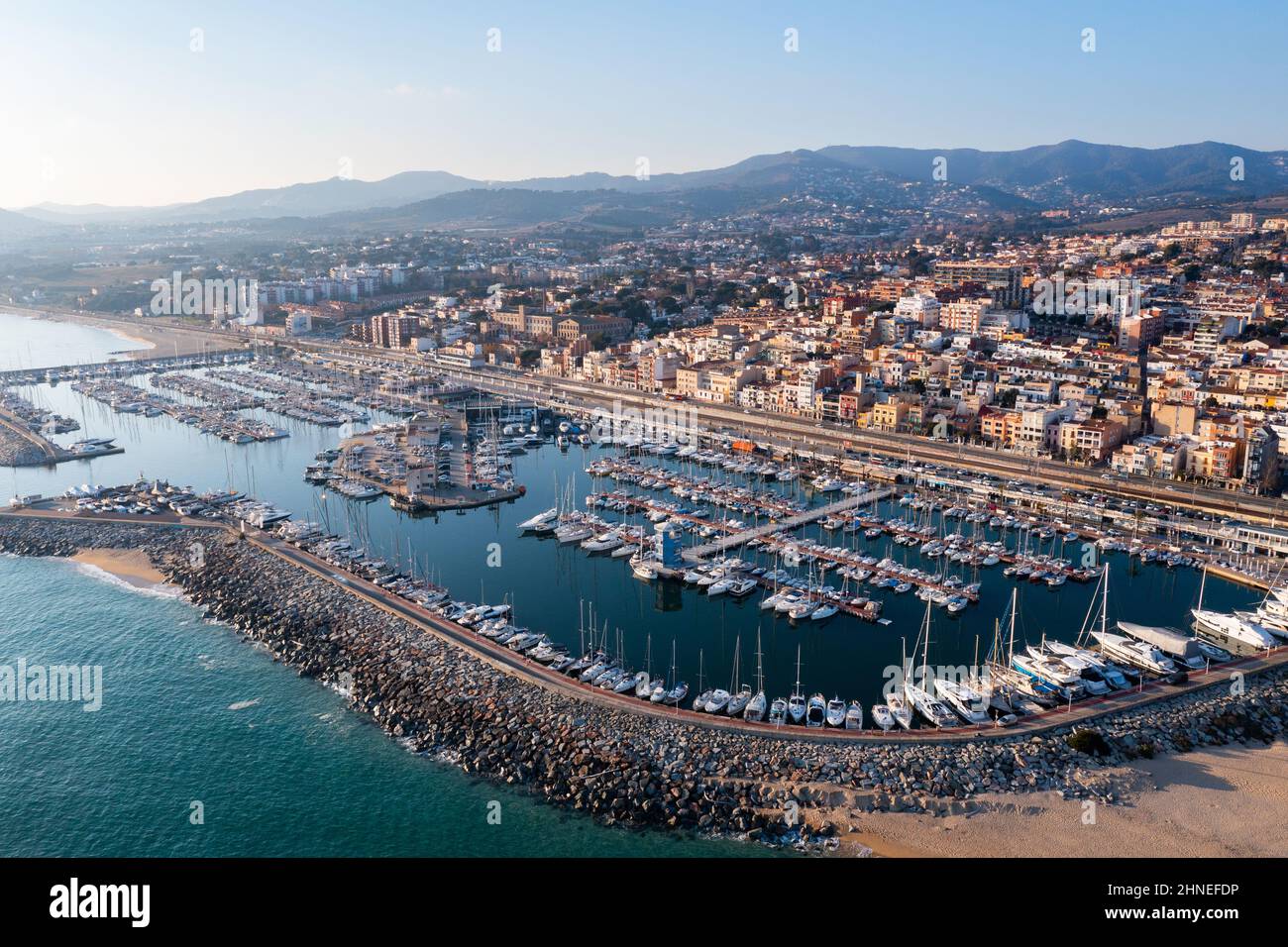 View from drone of El Masnou town, Spain Stock Photo - Alamy
