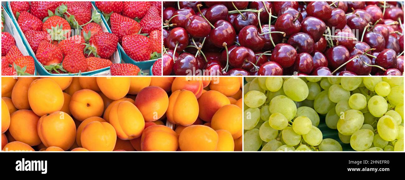 fruit themed photo collage Stock Photo - Alamy