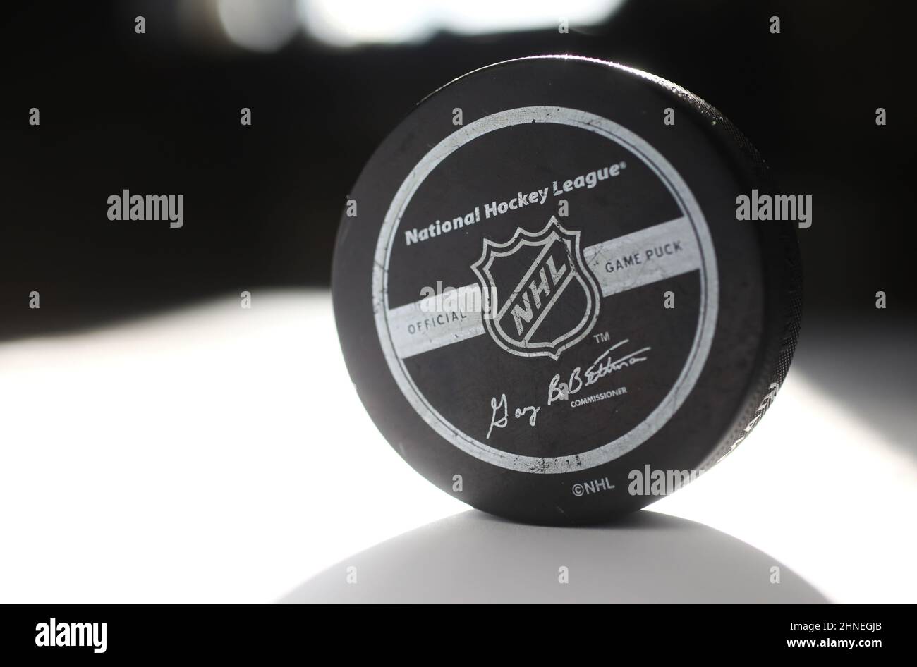 Official game puck from NHL, National hockey league, USA Stock Photo ...
