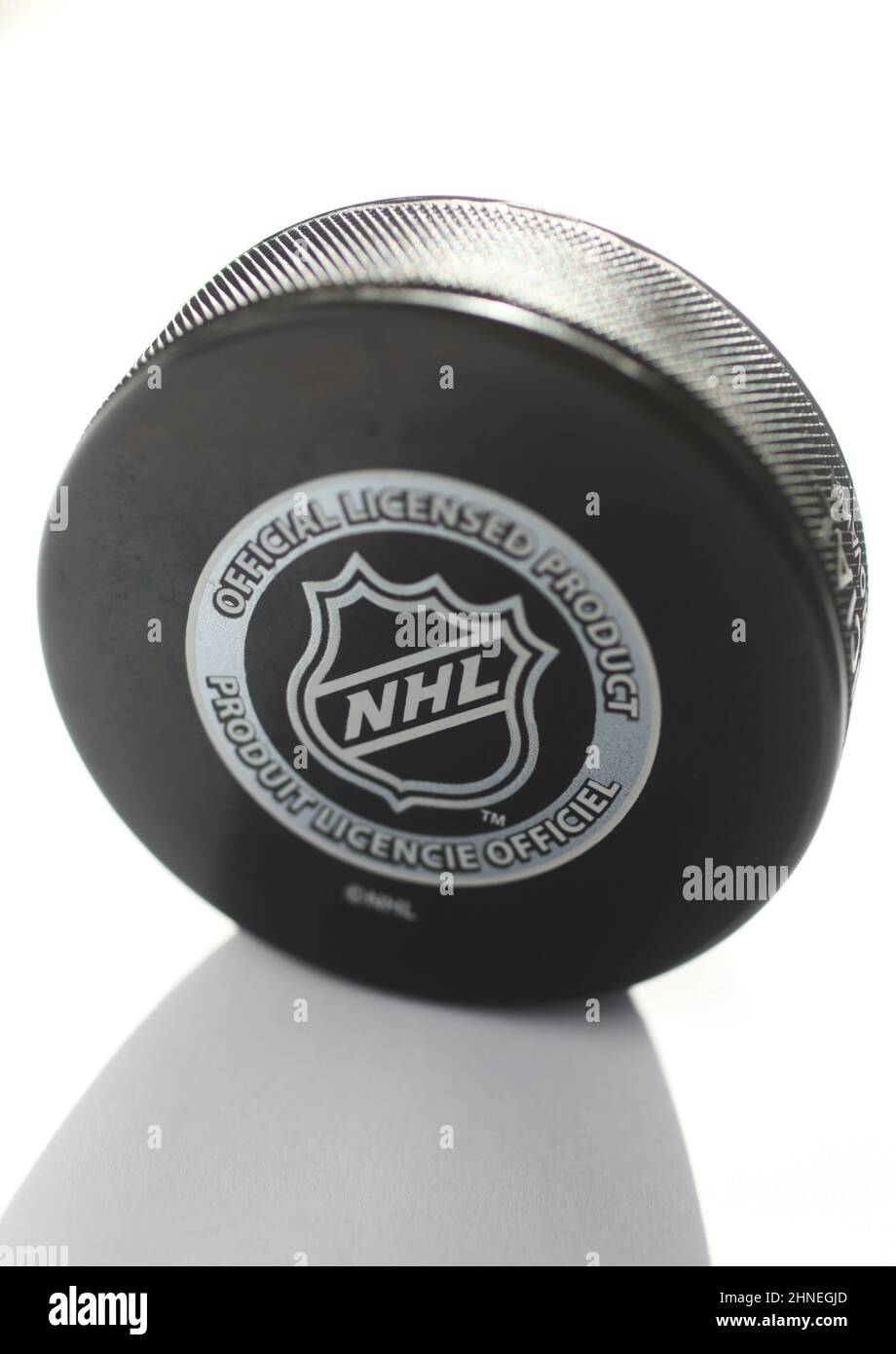 Official game puck from NHL, National hockey league, USA Stock Photo ...