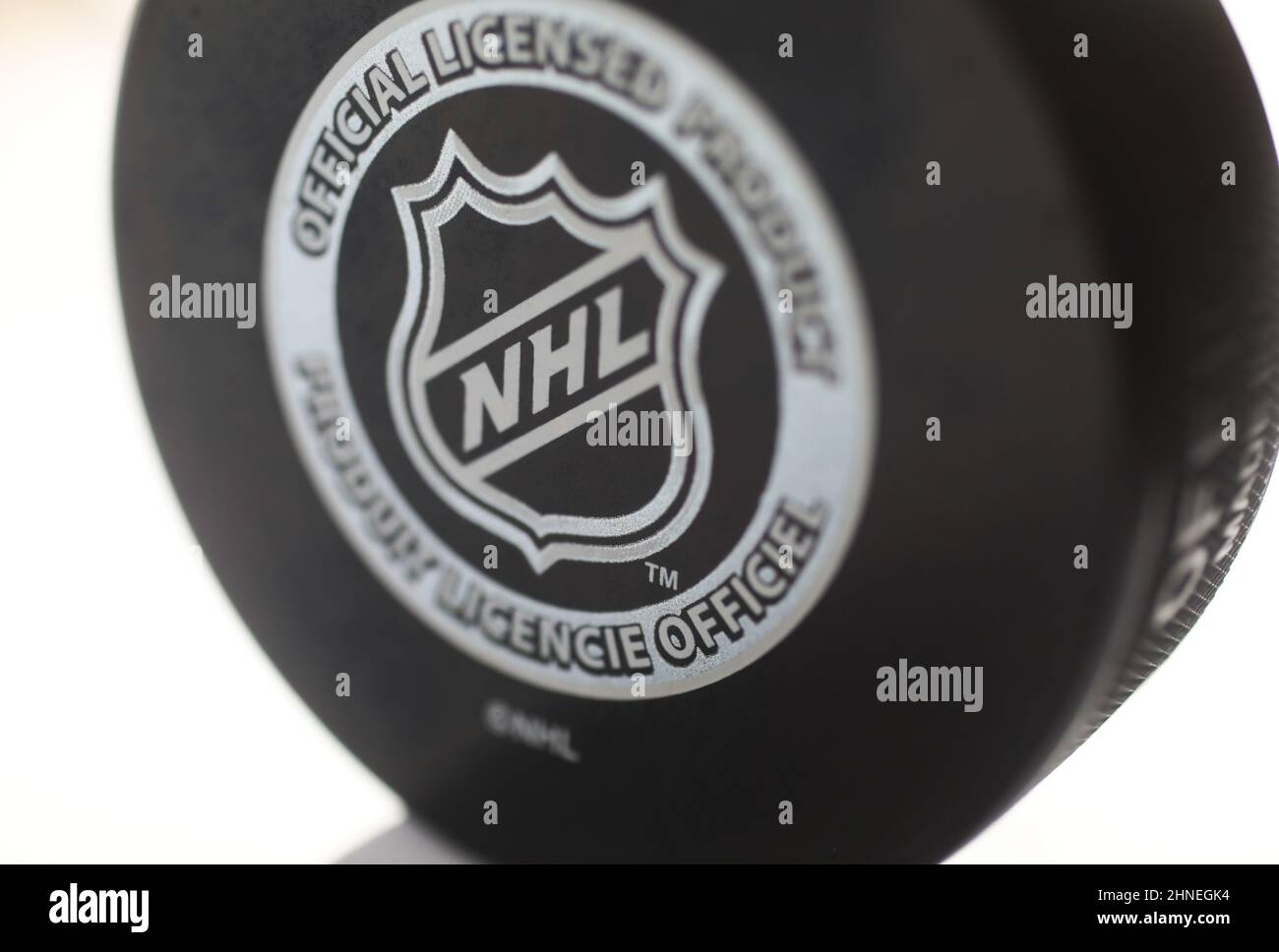 Official game puck from NHL, National hockey league, USA Stock Photo ...
