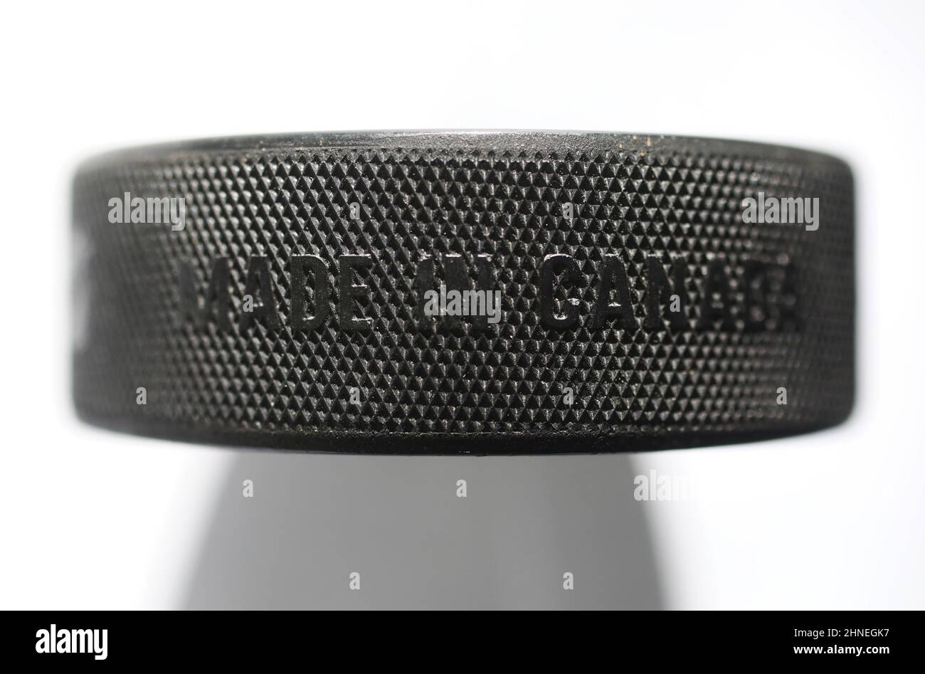 Official game puck from NHL, National hockey league, USA. In the ...