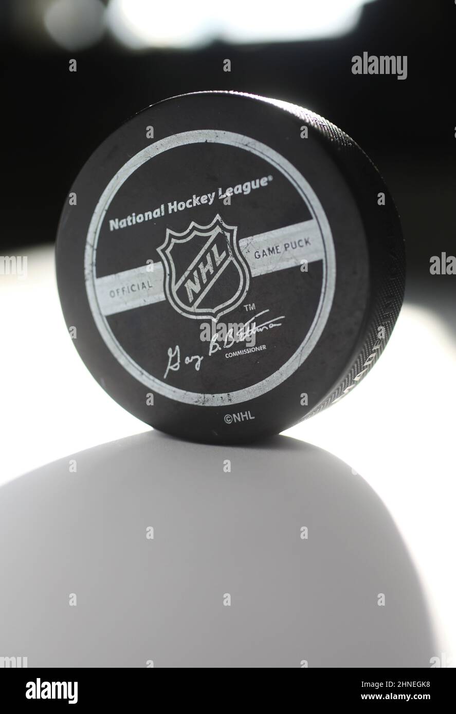 Official game puck from NHL, National hockey league, USA Stock Photo ...