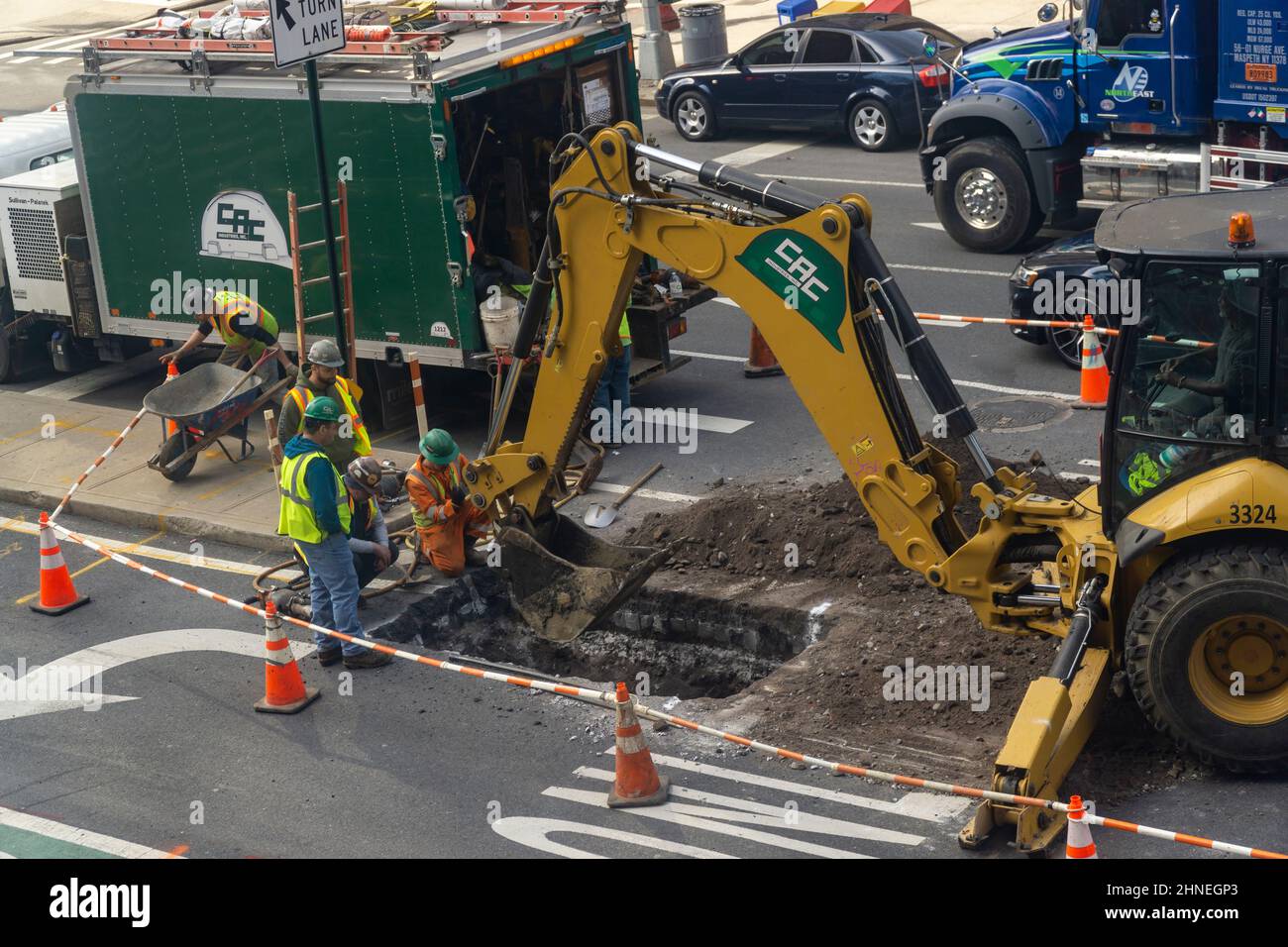 Underground work on Ninth Avenue in Chelsea in New York on Saturday ...
