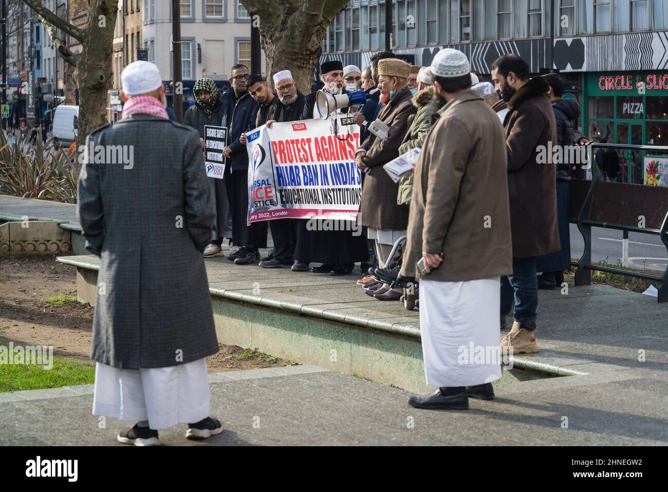 Protest against hijab ban in schools in India, Altab Ali Park, formerly ...